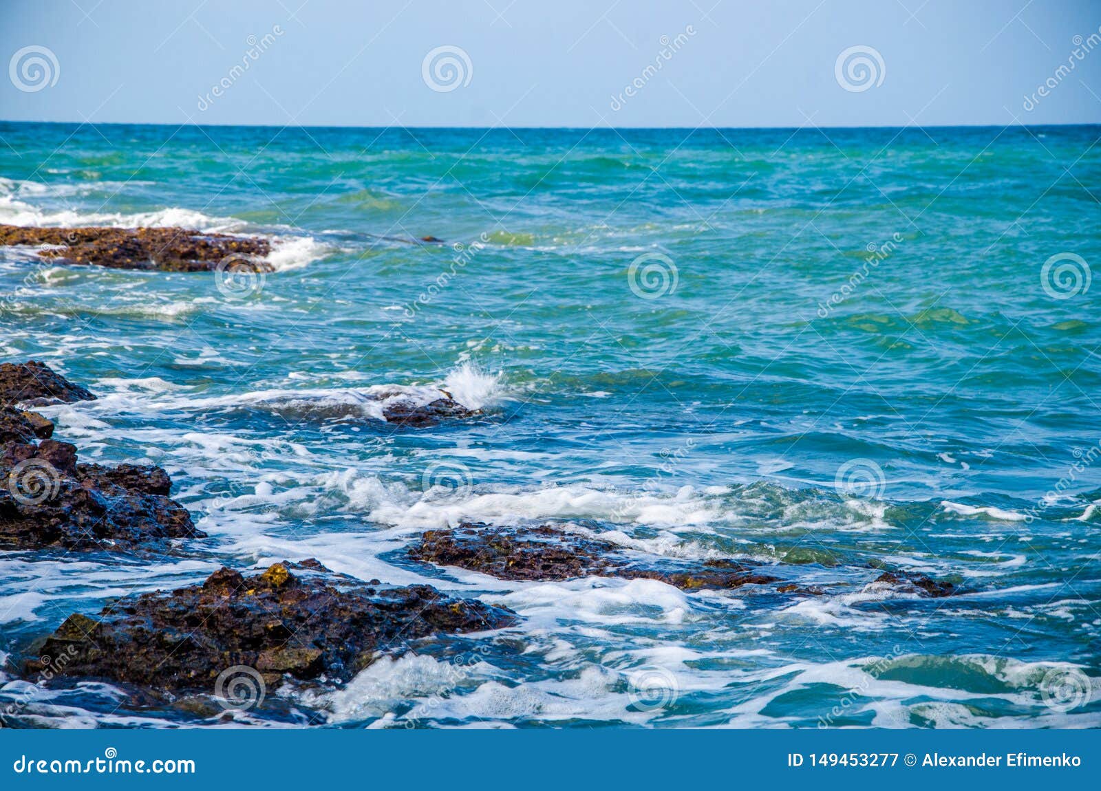 Ocean Waves Breaking on the Rocks on the Shore. Stock Image - Image of ...