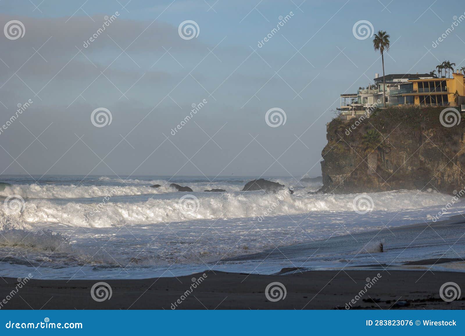 Ocean Waves Breaking on a Sandy Beach Stock Photo - Image of waves ...