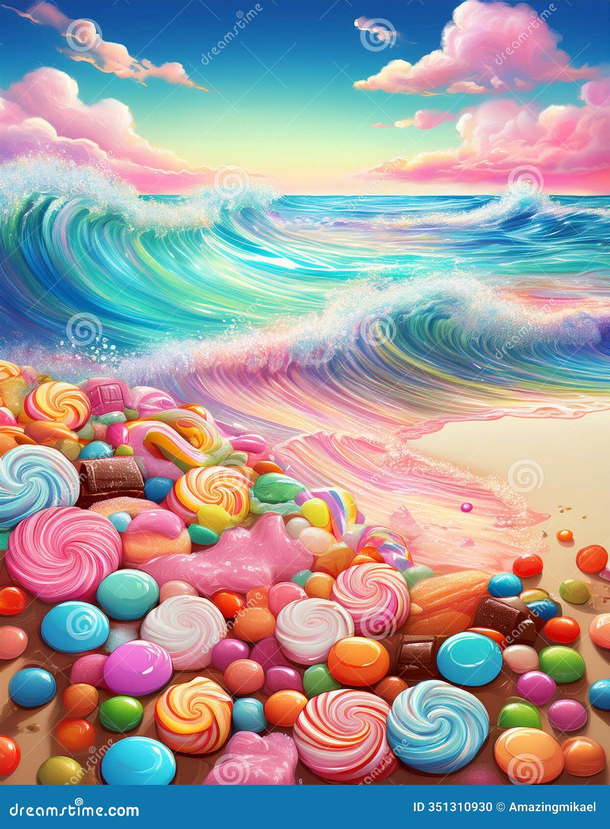 Ocean Waves with Candy and Sweets Stock Photo - Image of colorful ...