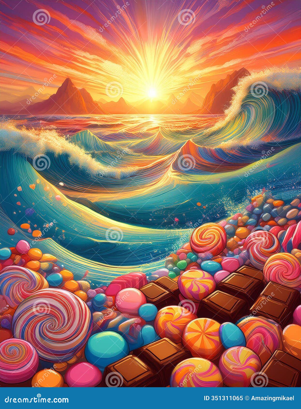 Ocean Waves with Candy and Sweets Stock Image - Image of ocean ...
