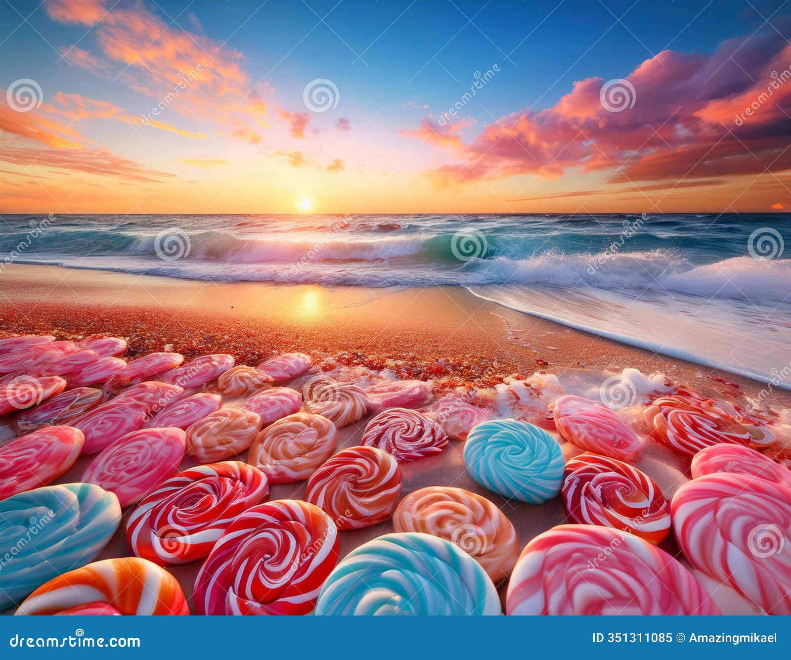 Ocean Waves with Candy and Sweets Stock Image - Image of candy ...