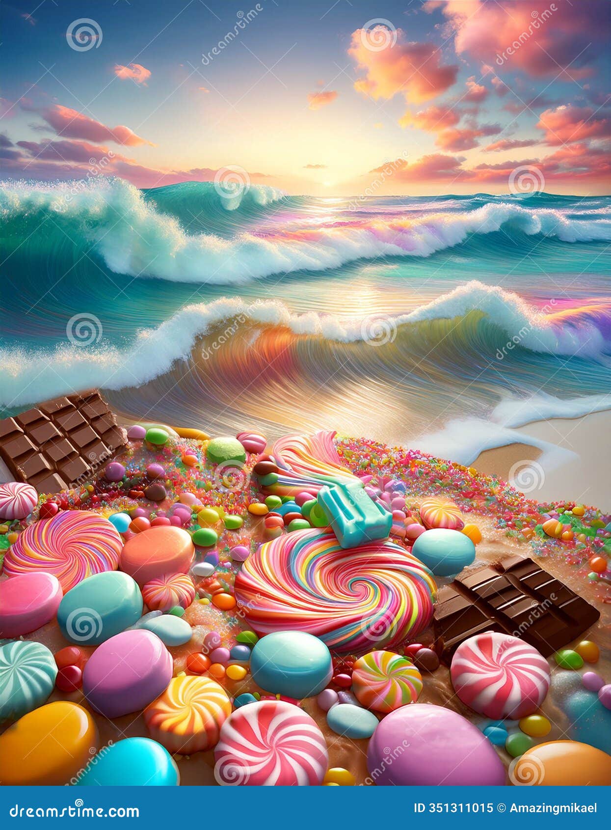 Ocean Waves with Candy and Sweets Stock Image - Image of gumdrops ...