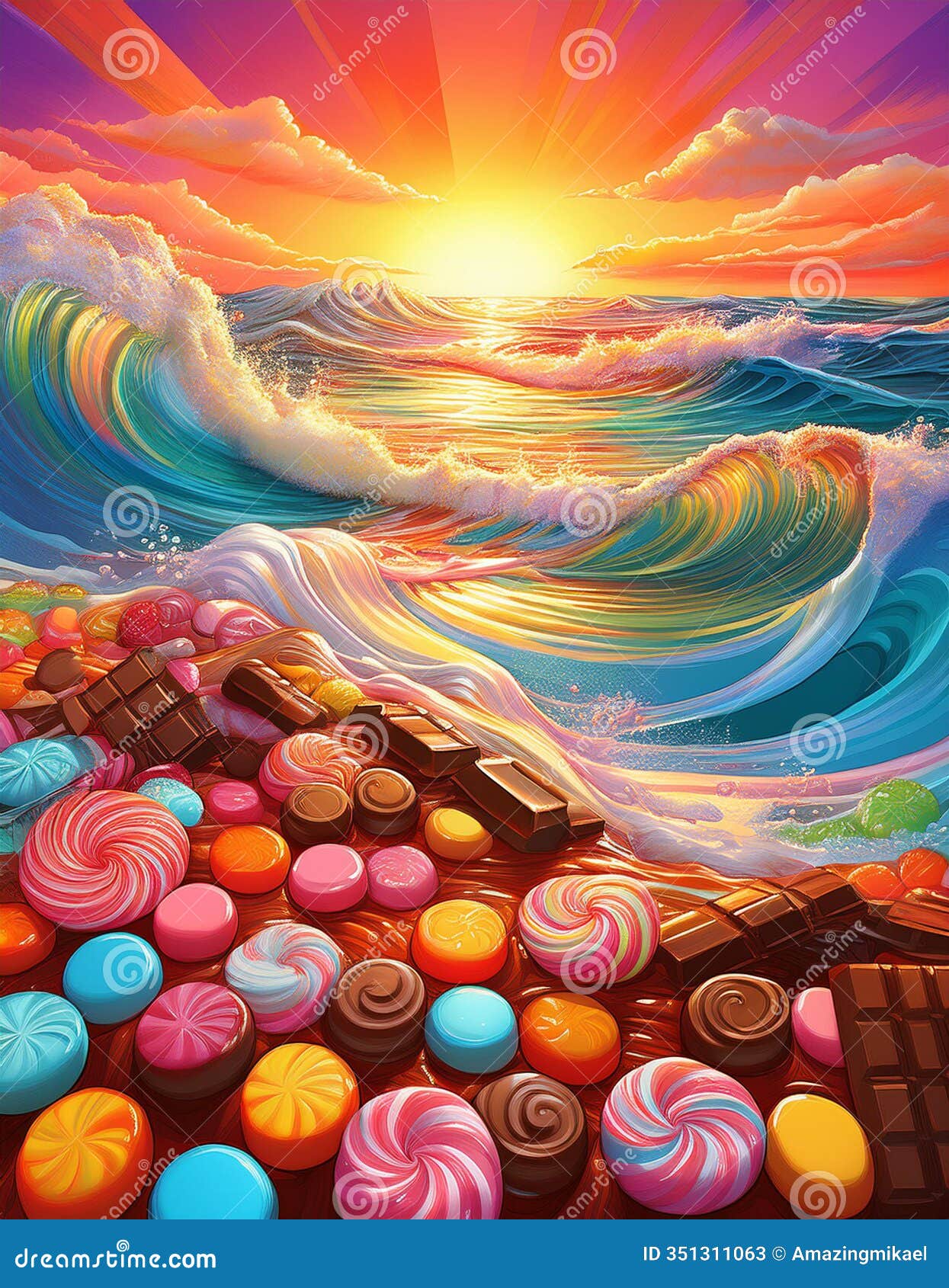 Ocean Waves with Candy and Sweets Stock Image - Image of jellybeans ...