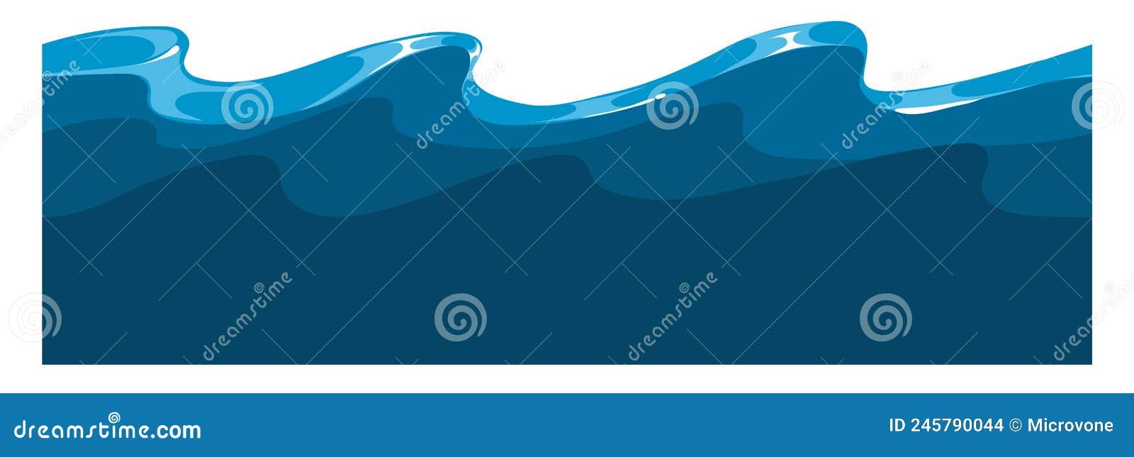 Ocean Waves. Cartoon Water Surface. Seamless Pattern Vector ...