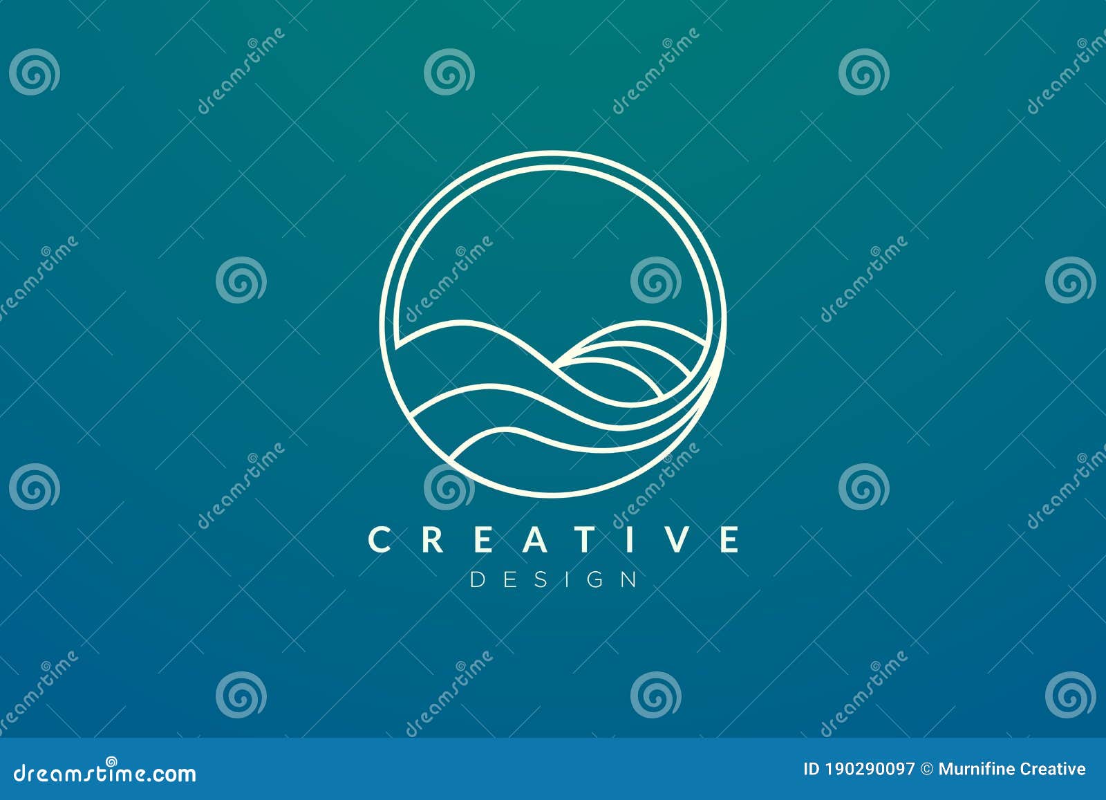 Ocean Waves in a Circle. Minimalistic and Simple Vector Design Stock ...