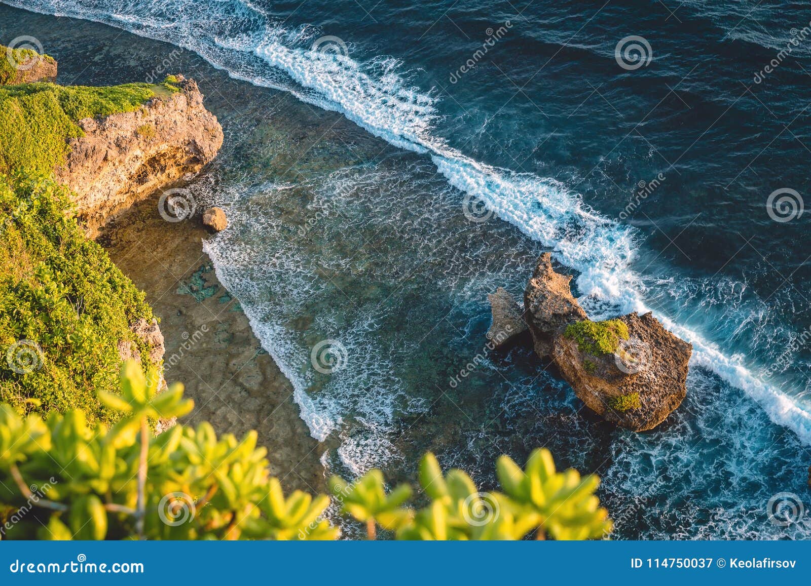 Ocean with Waves and Cliff, Rocks in Uluwatu, Bali Stock Image - Image ...