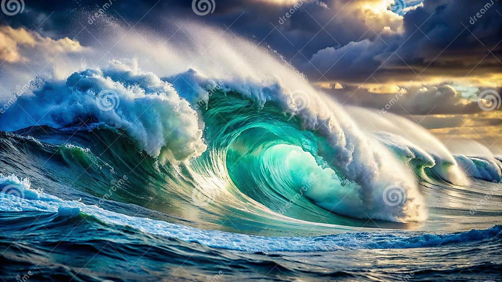 Ocean Waves Colliding with Force Forming a Mesmerizing Scene AI ...