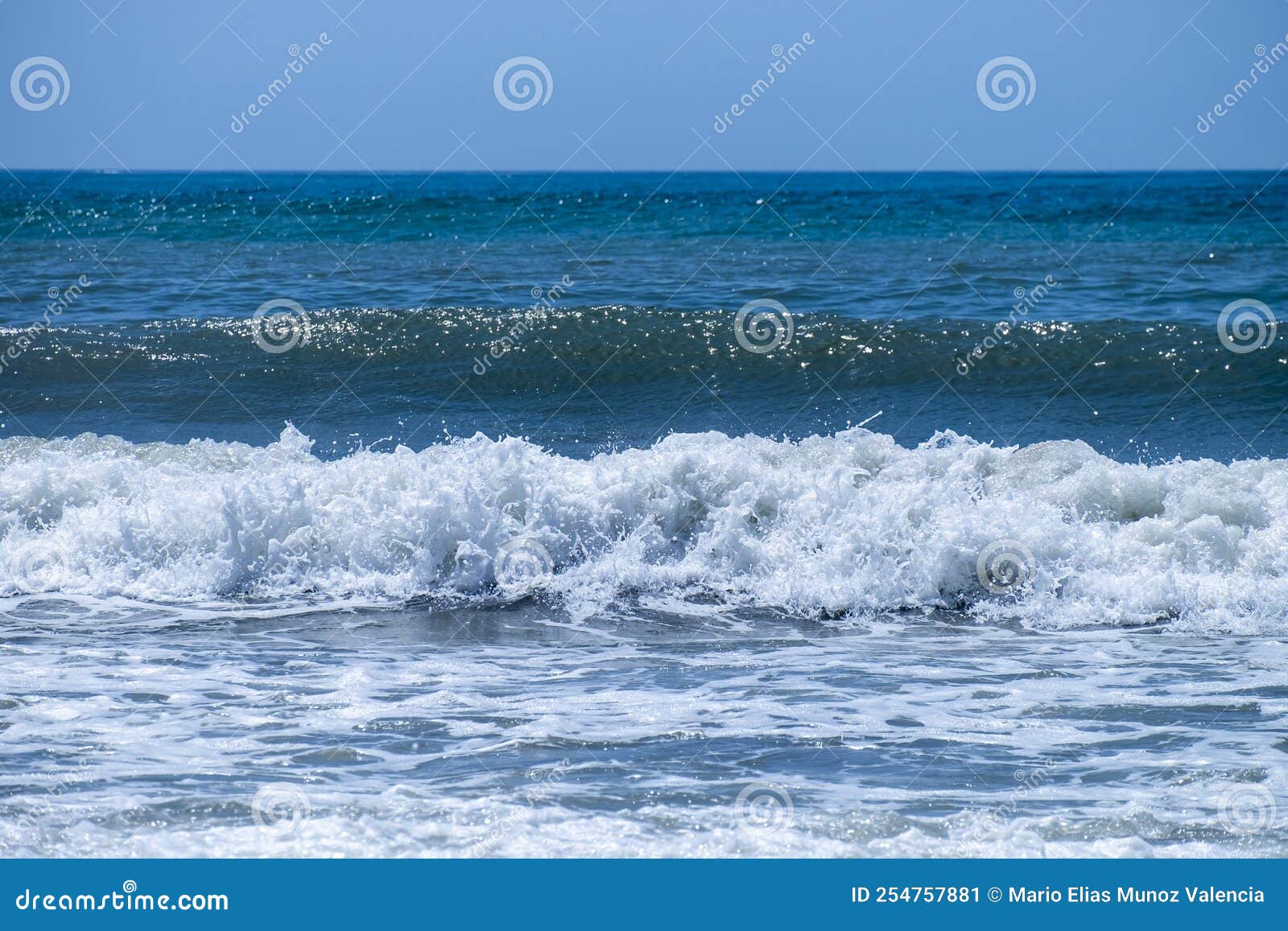 Ocean Waves Crashing On Sandy Beach Sea Waves Breaking On