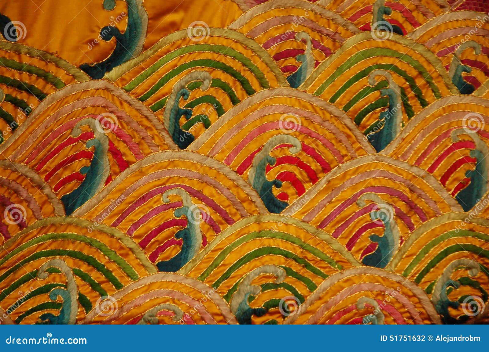 Ocean waves embroidery stock photo. Image of china, fabric - 51751632