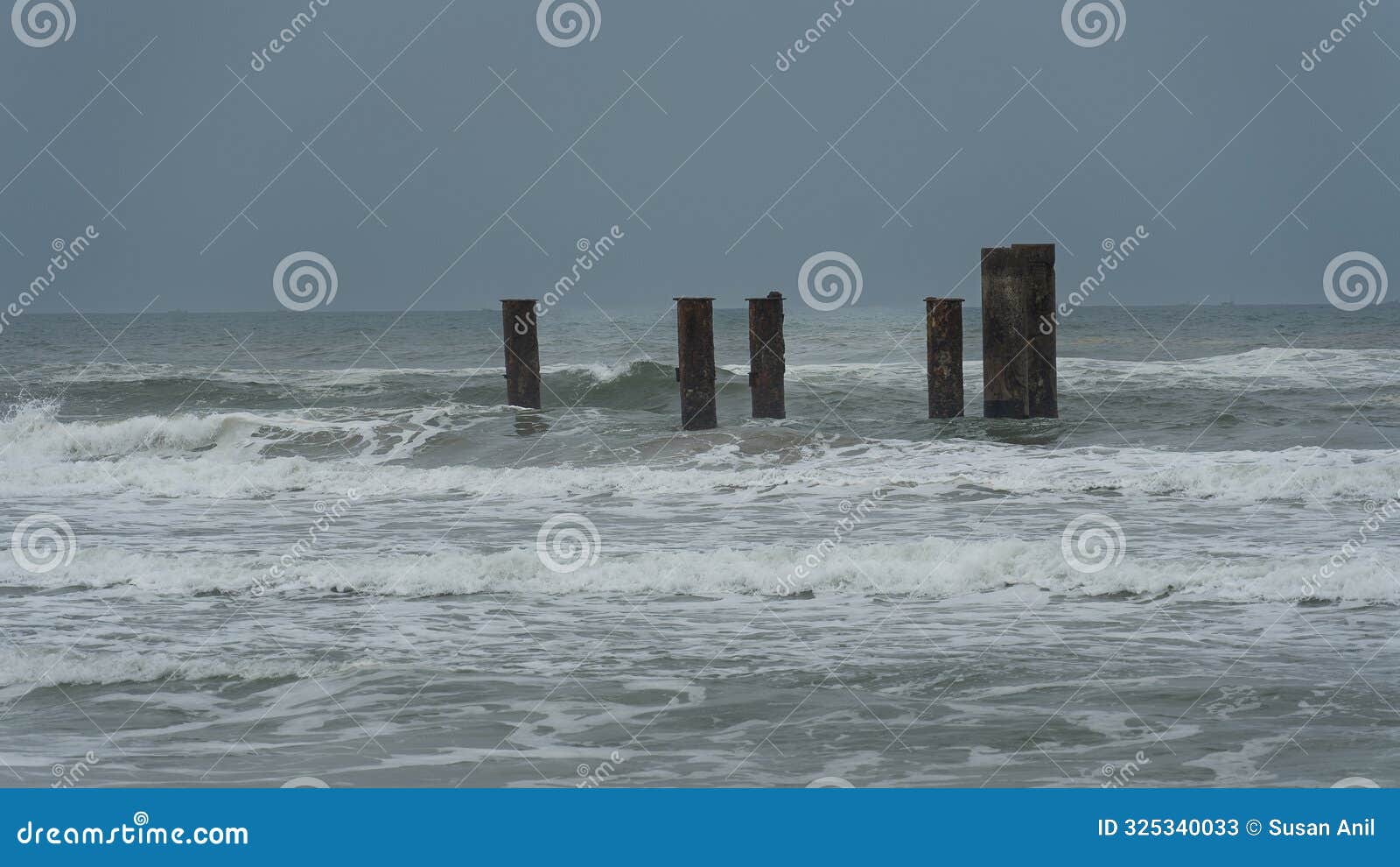 Beach View During Cyclone Waves Hitting Old Structure Royalty-Free ...