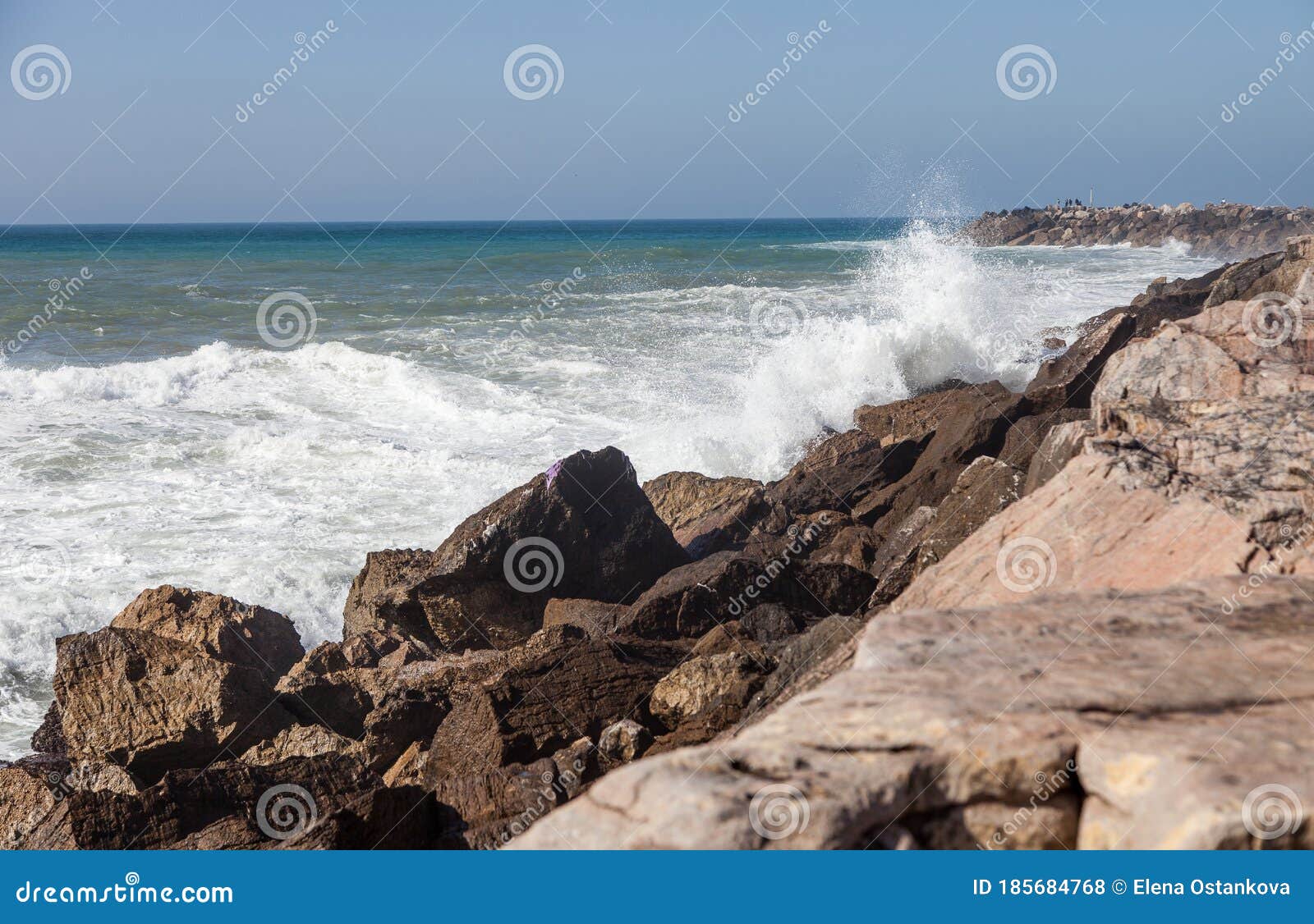 Hitting the rocks stock photo. Image of coastline, splash - 185684768