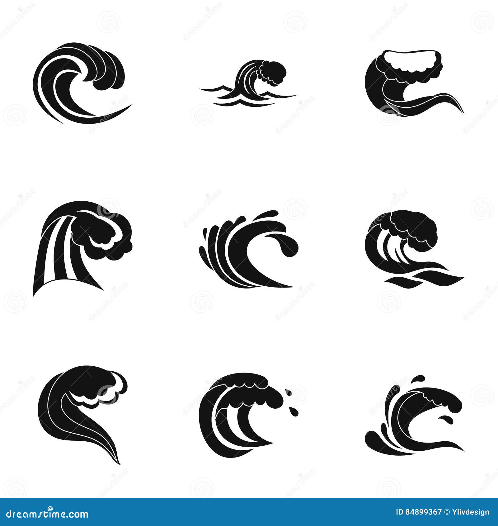 Ocean Waves Icons Set, Simple Style Cartoon Vector | CartoonDealer.com ...