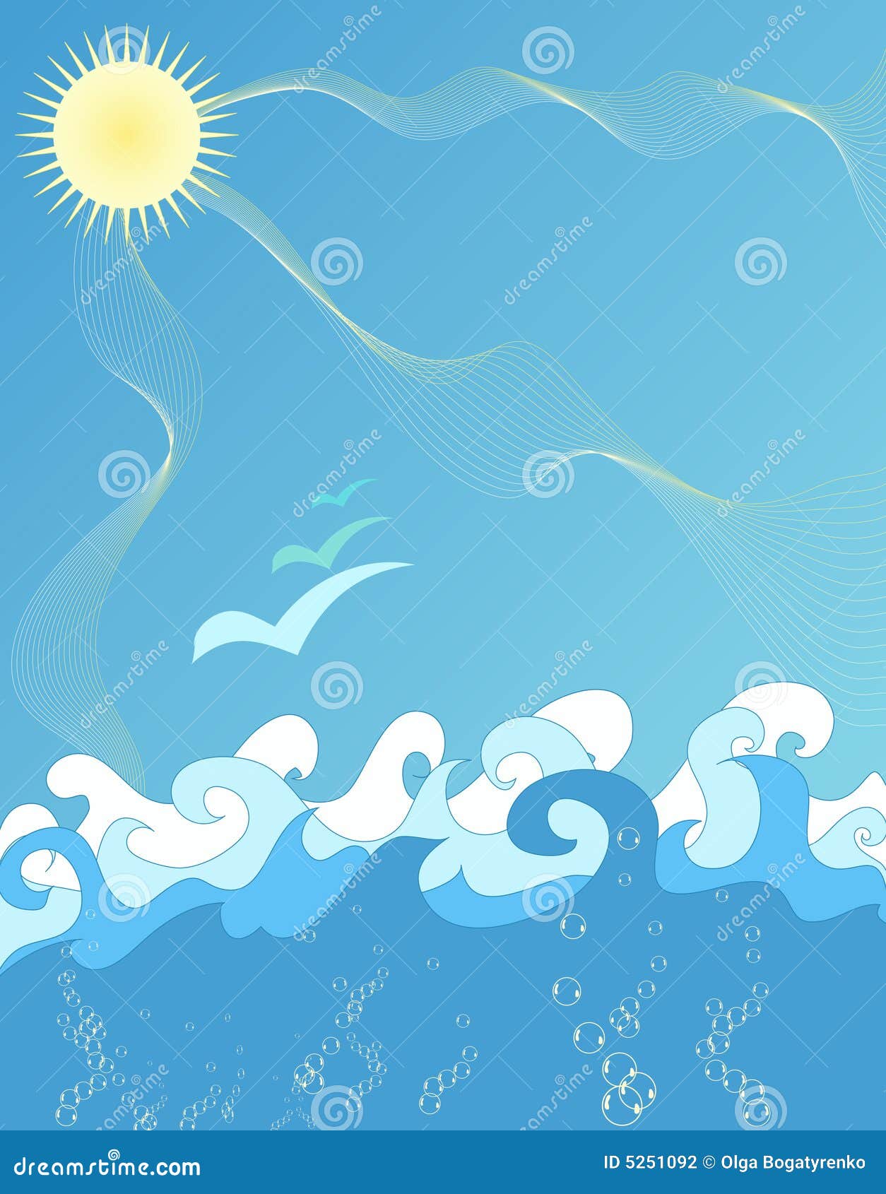 Ocean Waves Illustration stock vector. Illustration of spring - 5251092