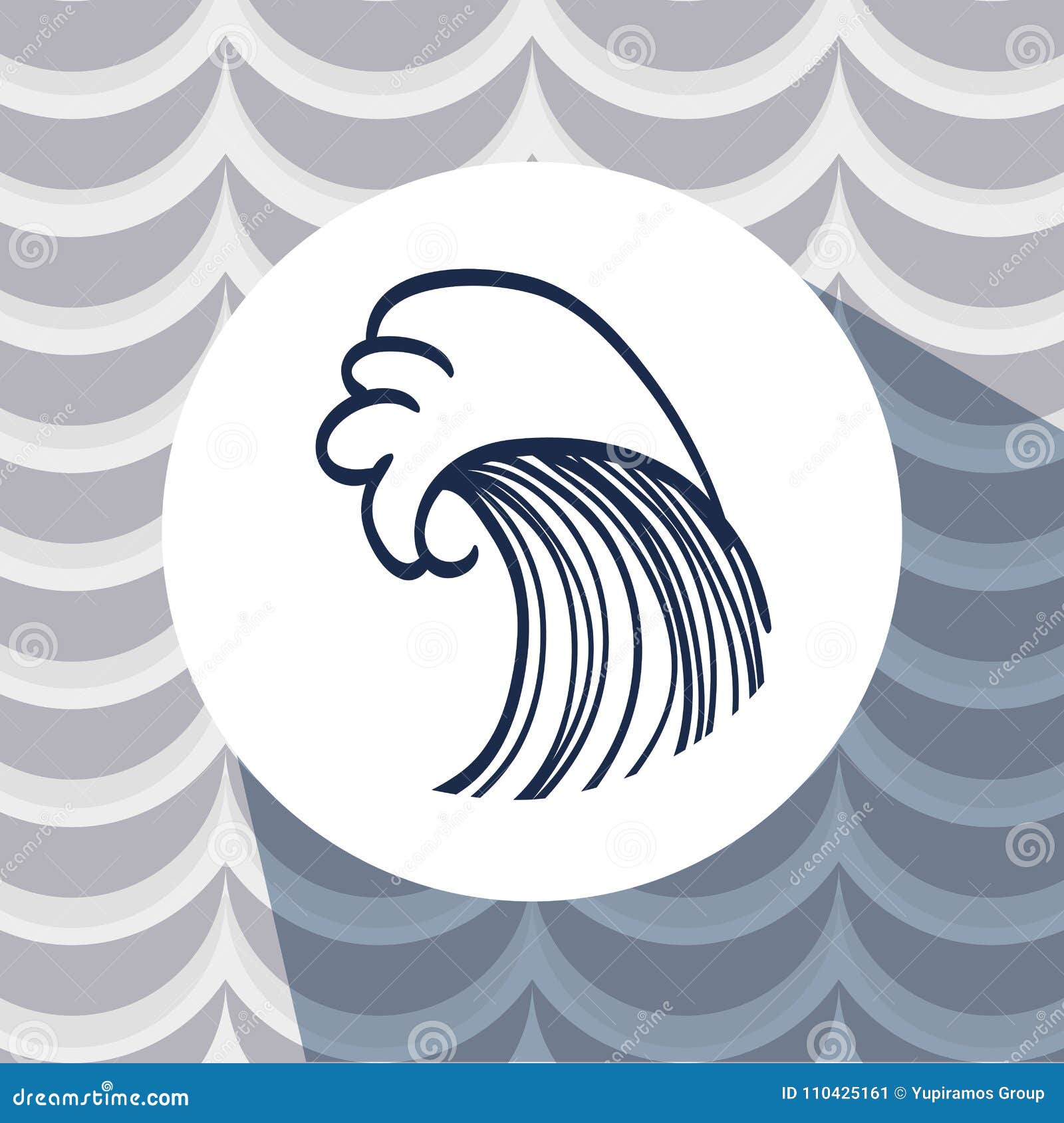 Ocean Waves Inside Circle Emblem Design Stock Vector - Illustration of ...