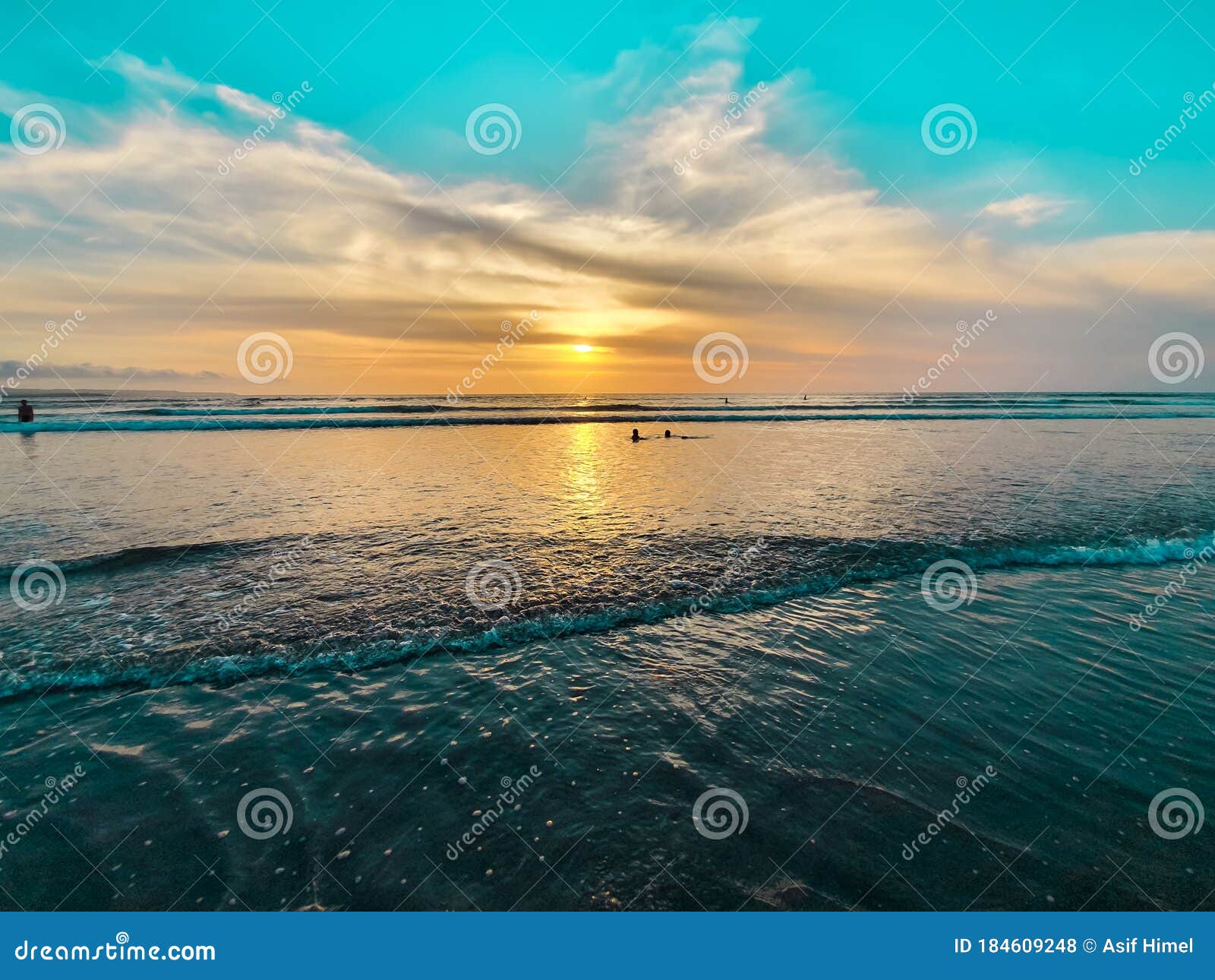 Ocean Waves on the Kuta Beach,Bali during the Sunset Stock Photo ...