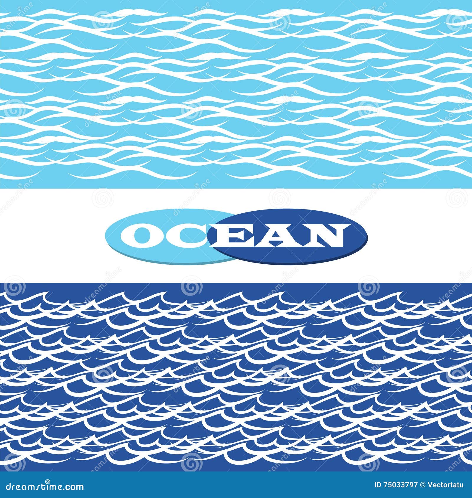 Ocean Waves Seamless Borders Stock Vector - Illustration of summer ...