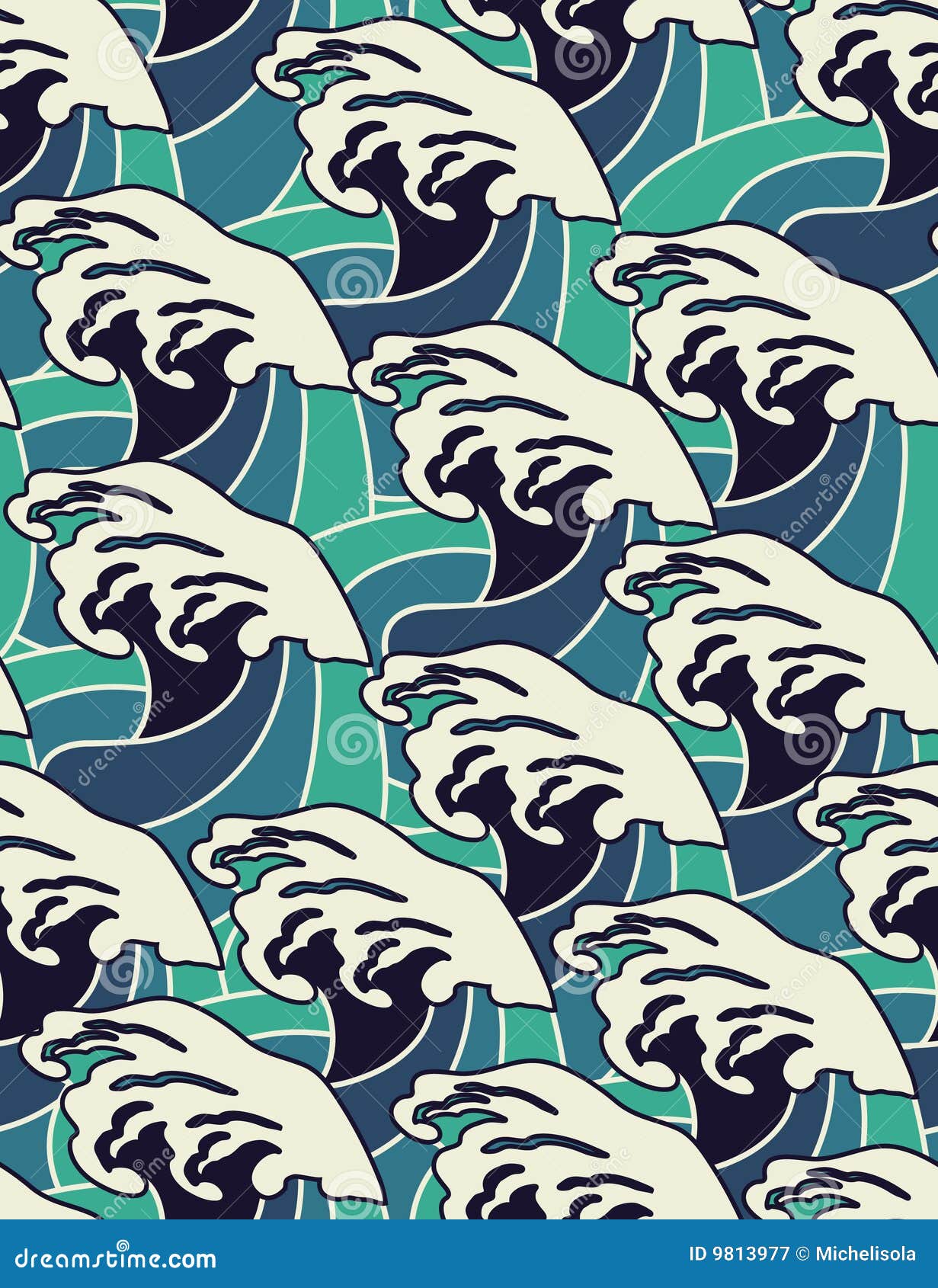 Ocean Waves - Seamless Pattern Stock Vector - Illustration of clothing ...