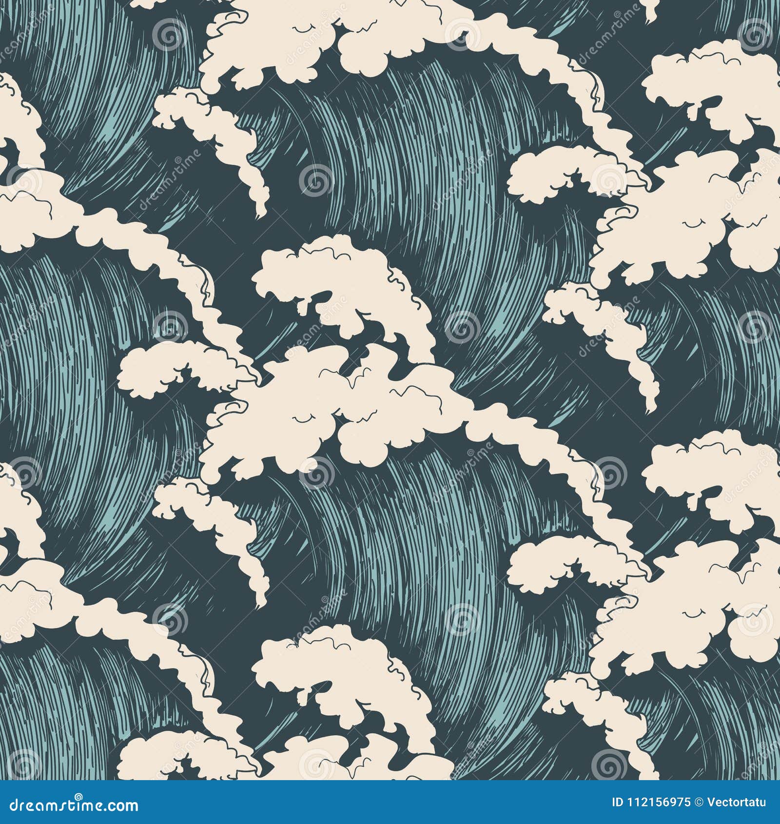 Ocean Waves Seamless Pattern Stock Vector - Illustration of artwork ...