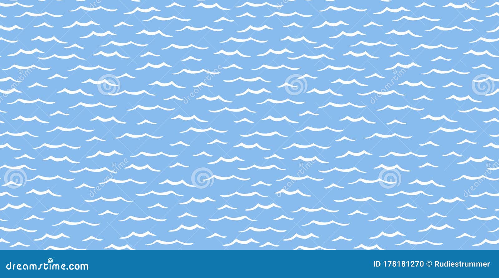 Ocean Waves Seamless Repeat Pattern White on Blue Background for Fabric ...