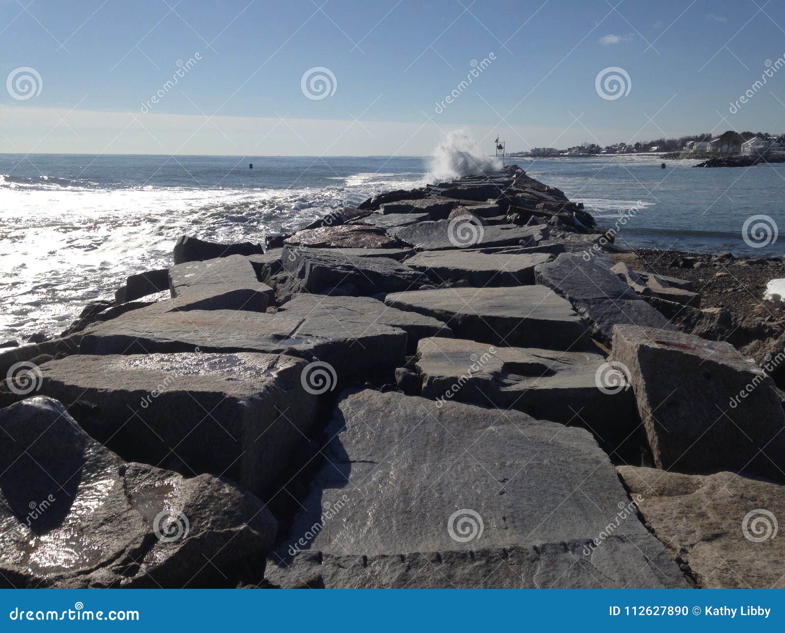 Splashing on the wall stock photo. Image of waves, harbor - 112627890