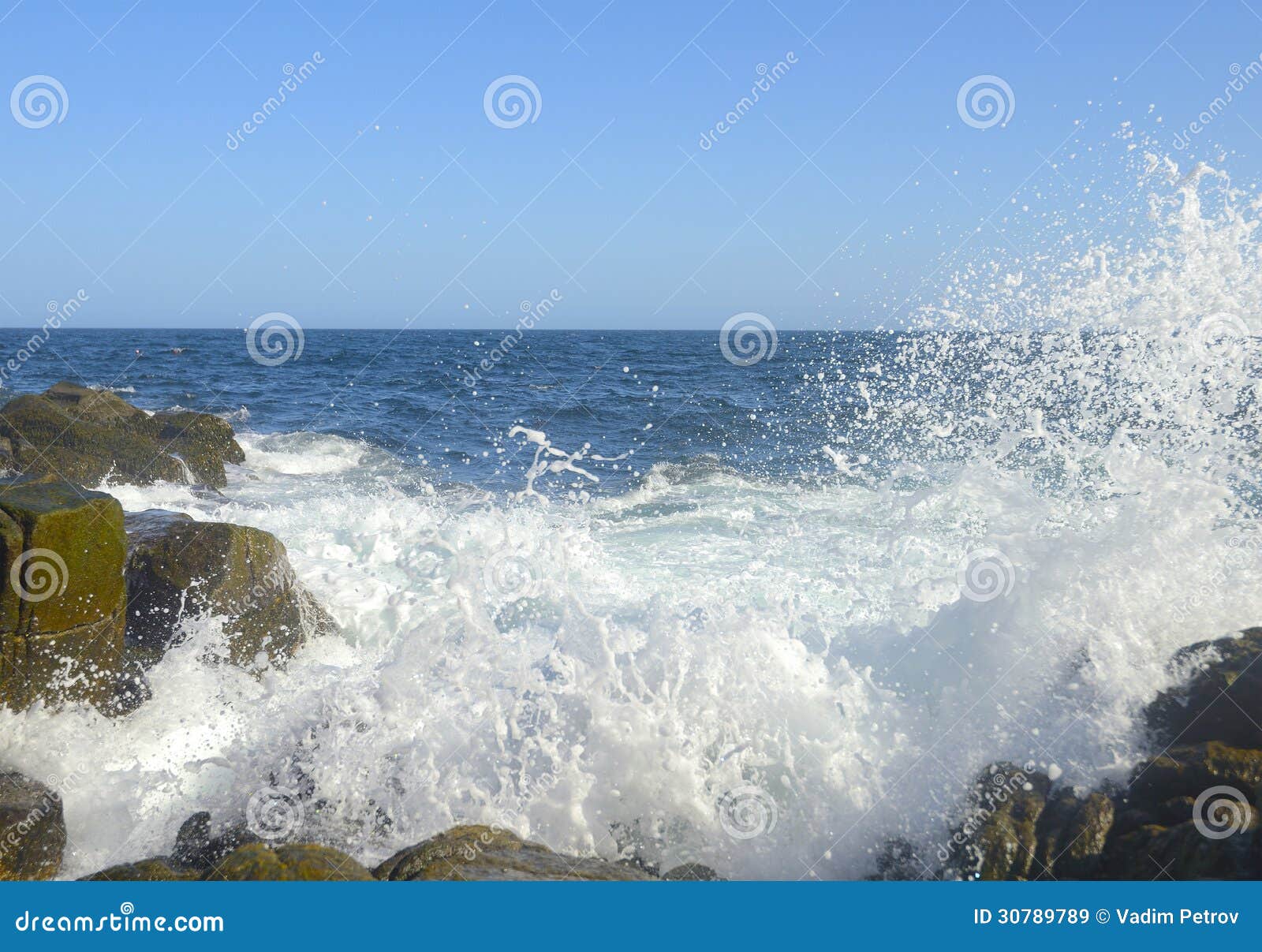 Ocean Waves Splashing Over Rocks Stock Image - Image of coastal ...