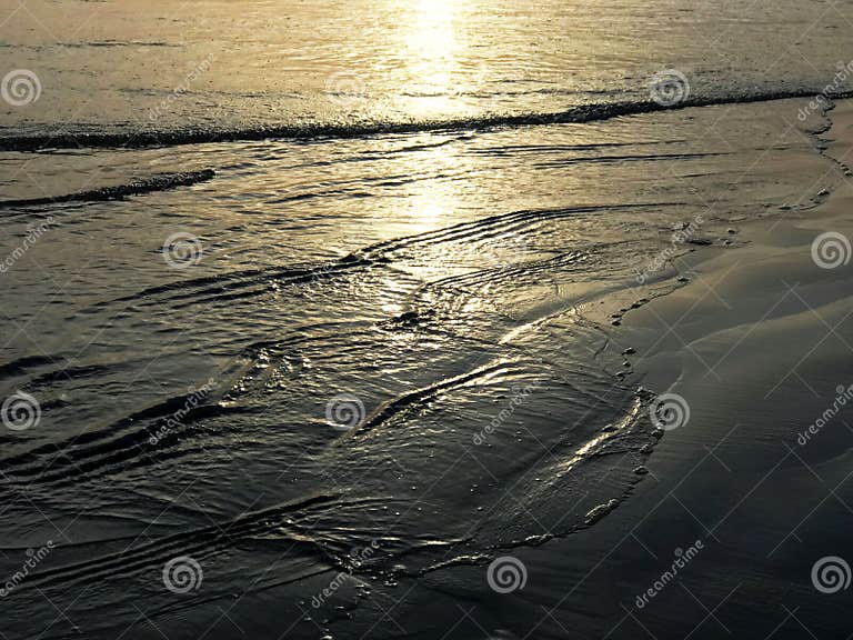 Ocean Waves Touching the Beach Stock Image - Image of orange, waves ...