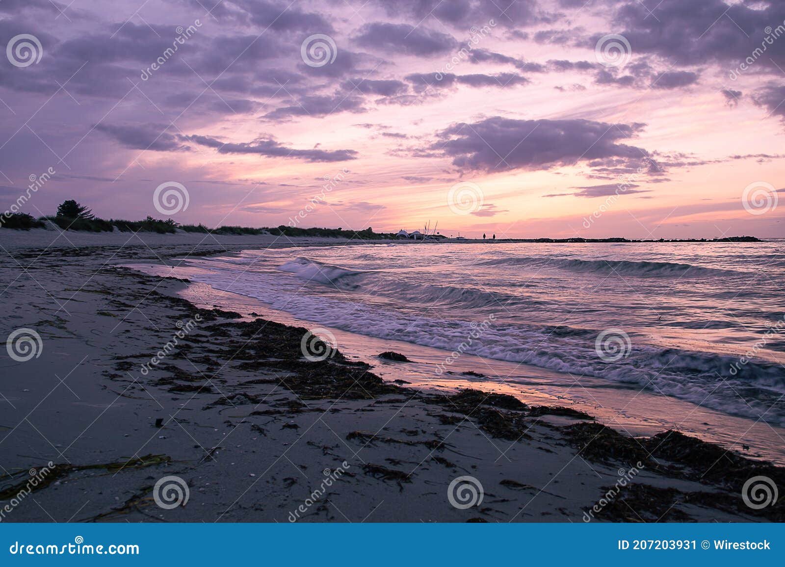 Ocean Waves Under the Purple Sky during Sunset Stock Image - Image of ...