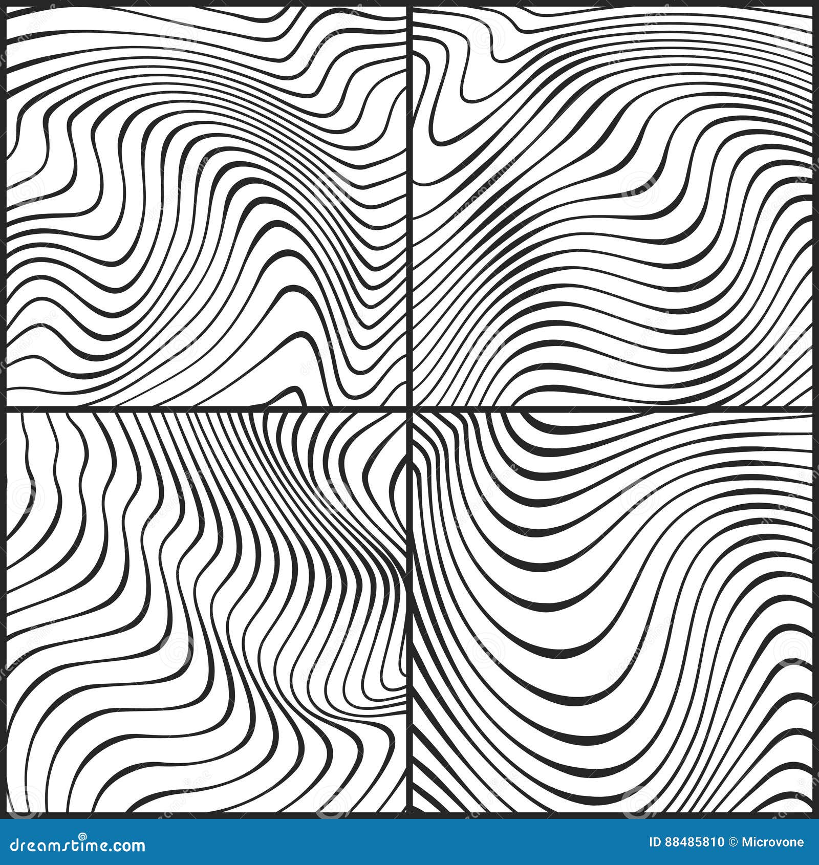 Ocean Wavy Line Vector Textures, Outline Ripple Sea Waves, Striped ...