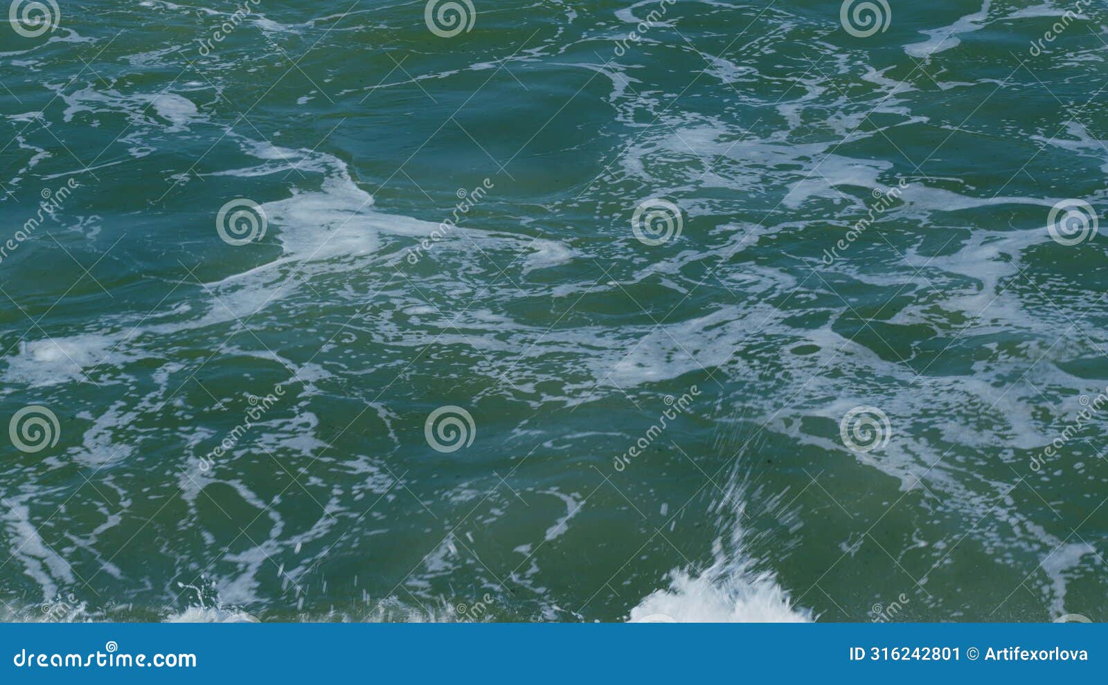 Ocean Wind Waves Sea Spray. Sea Surface Waving with White Foam. Real ...