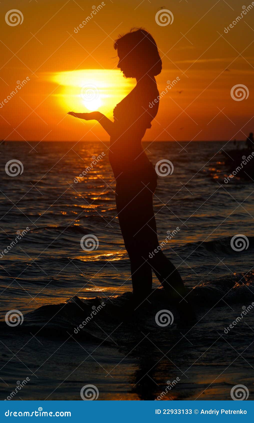 Ocean Woman in Sunset Light Stock Image - Image of beautiful, season ...