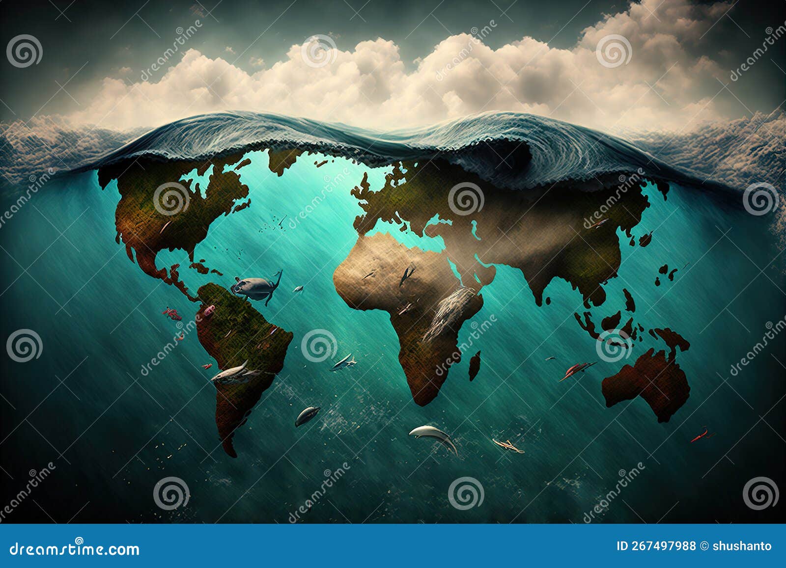 Ocean of the World Artwork stock illustration. Illustration of concept ...