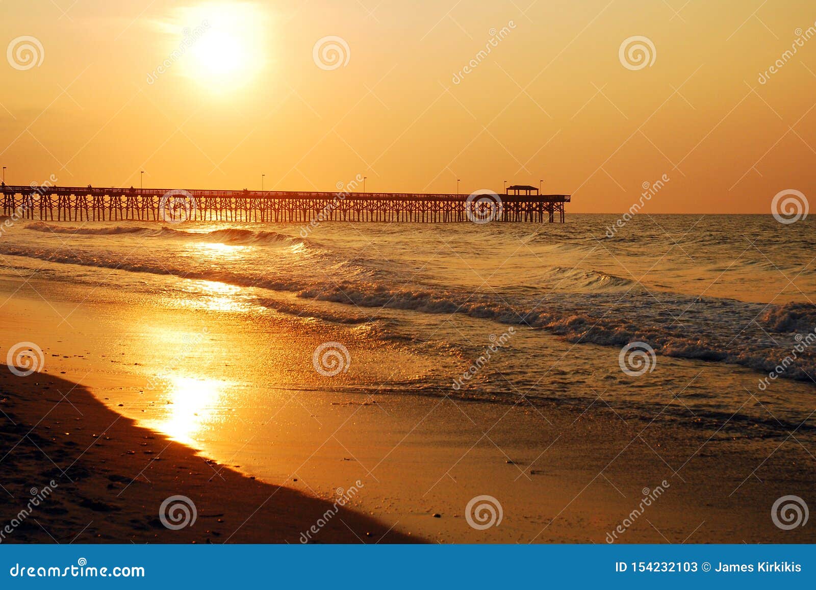 Oceanfront Sunrise and High Tide Stock Image - Image of attraction ...