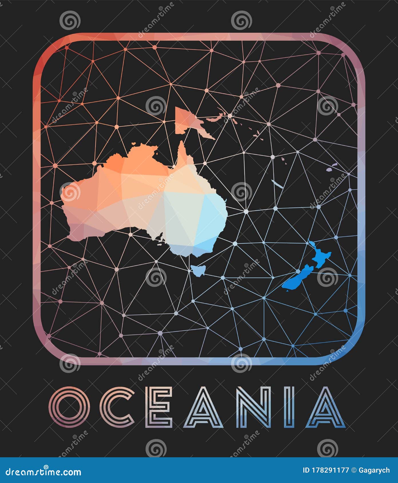Oceania map design. stock vector. Illustration of polygonal - 178291177