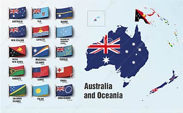 The Oceania Map Divided by Countries Stock Illustration - Illustration ...