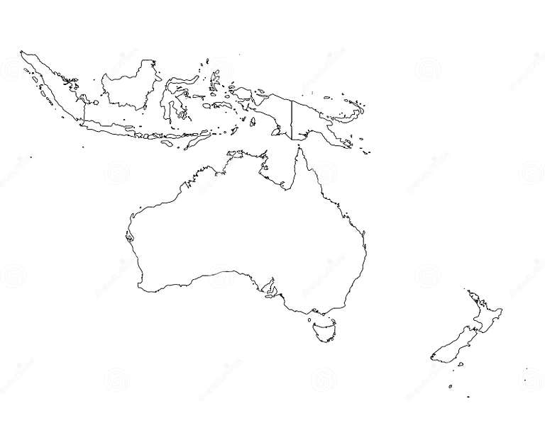 Oceania outline map stock vector. Illustration of tropical - 13021823