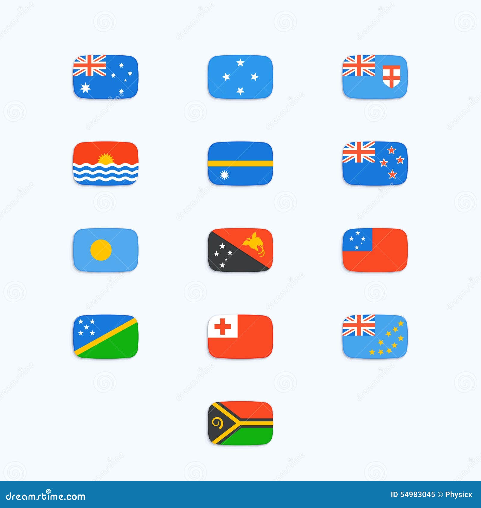 Oceanian Country Flags stock illustration. Illustration of icon - 54983045