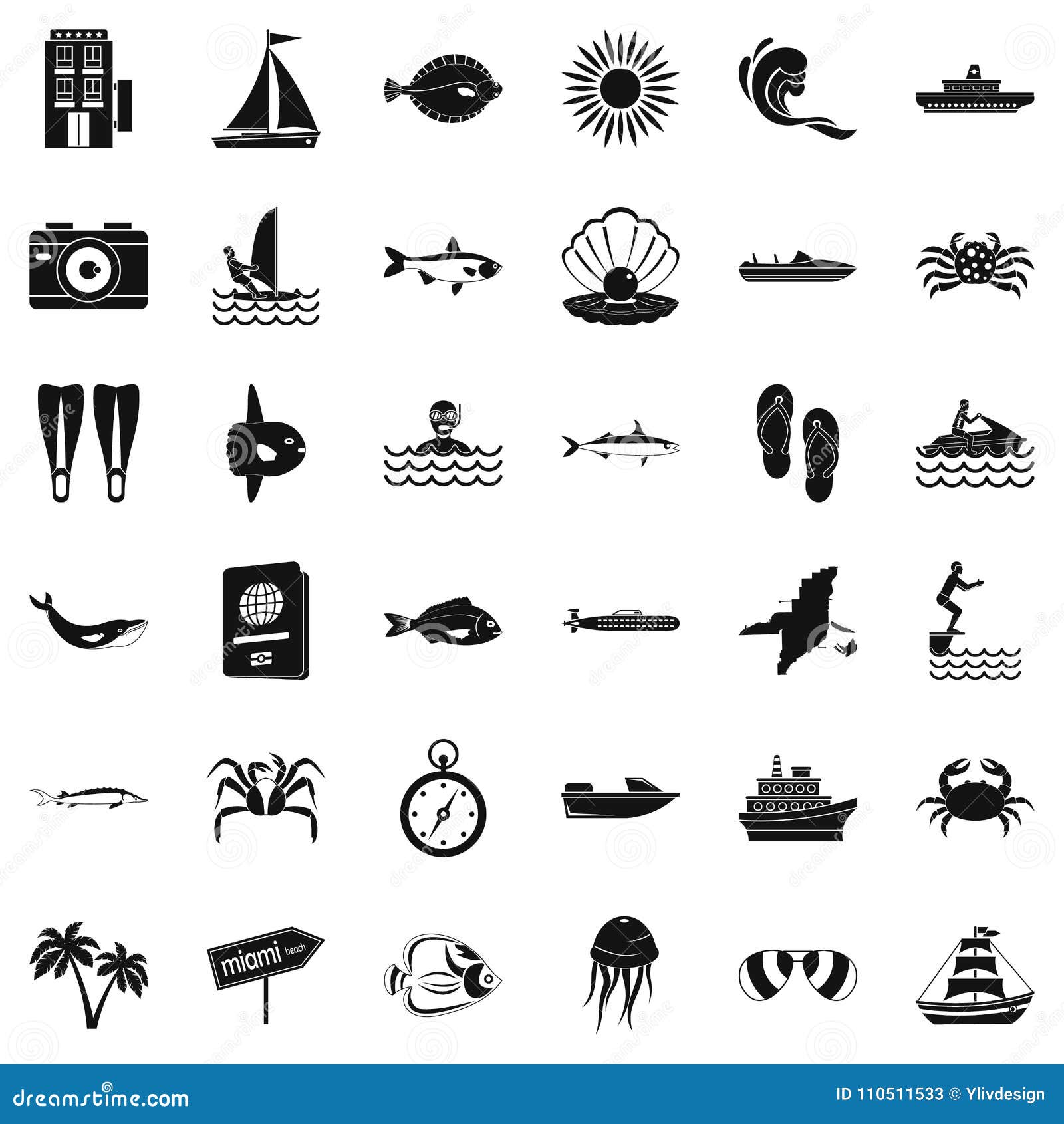 Oceanic Icons Set, Simple Style Stock Vector - Illustration of ...