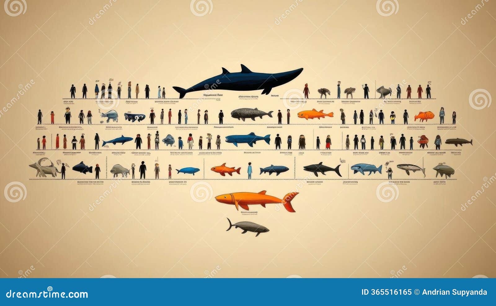 Oceanic Life Size Comparison Chart Royalty-Free Stock Photography ...