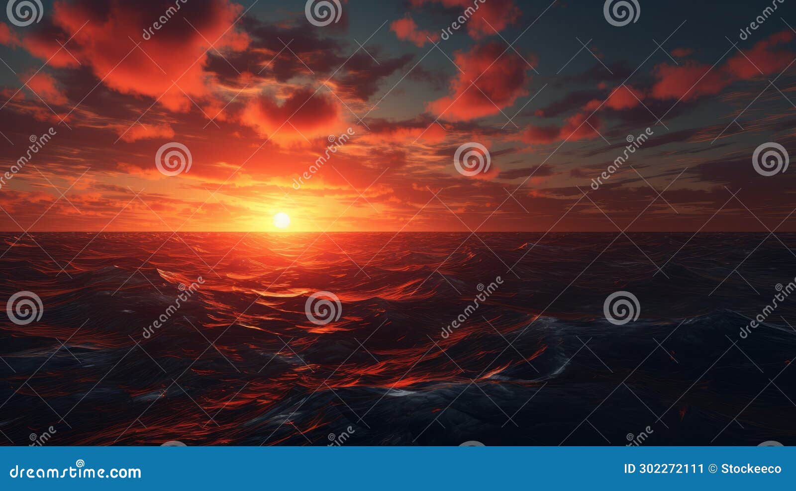 High Resolution Sunset Over Water 3d Wallpaper in E. Munch Style Stock ...