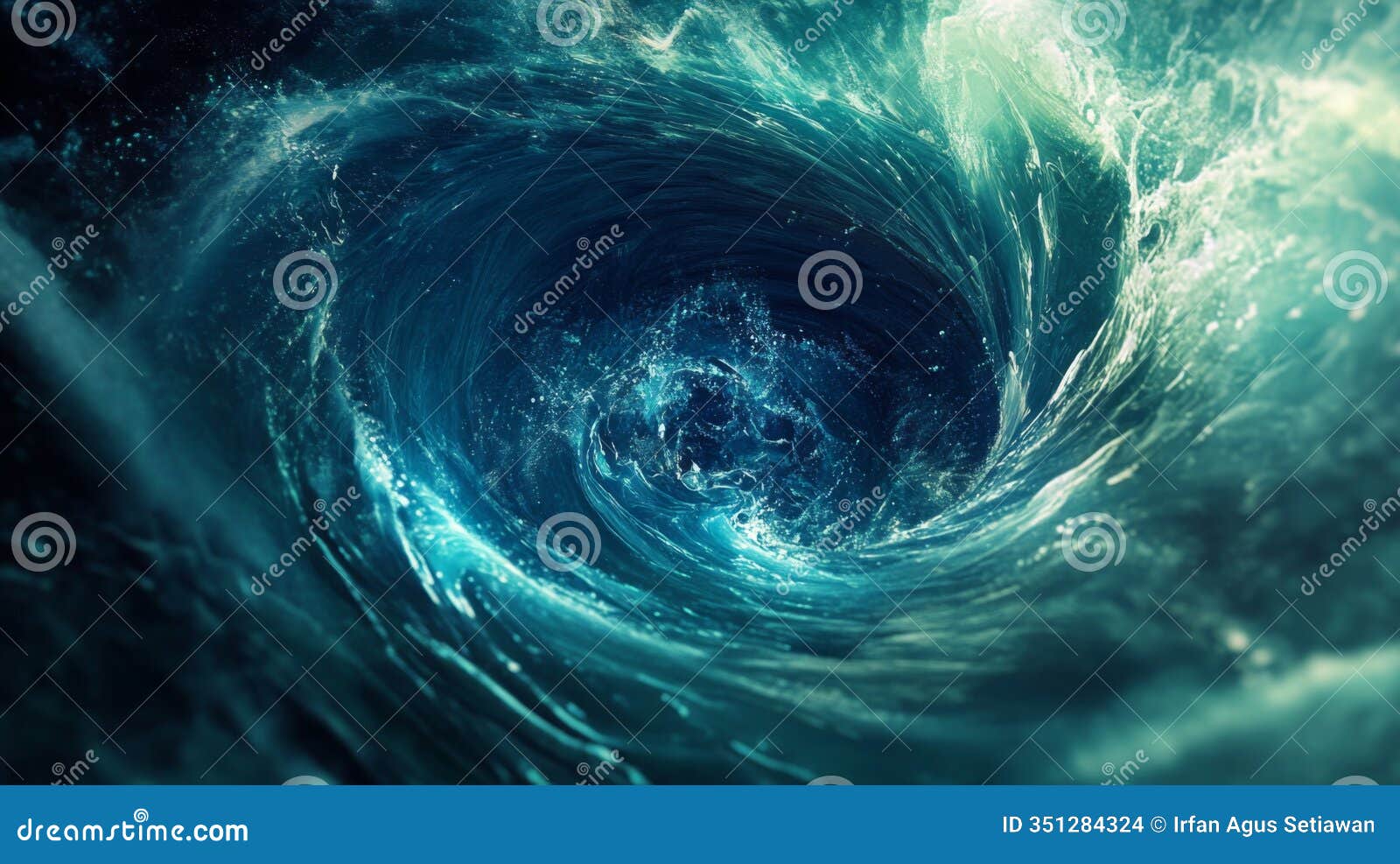 Oceanic Vortex a Powerful Whirlpool in the Deep Sea Stock Illustration ...