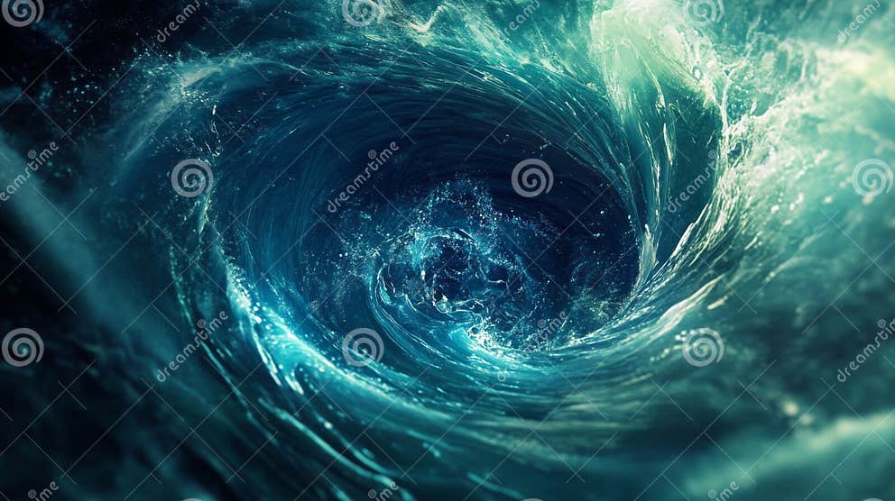Oceanic Vortex a Powerful Whirlpool in the Deep Sea Stock Illustration ...