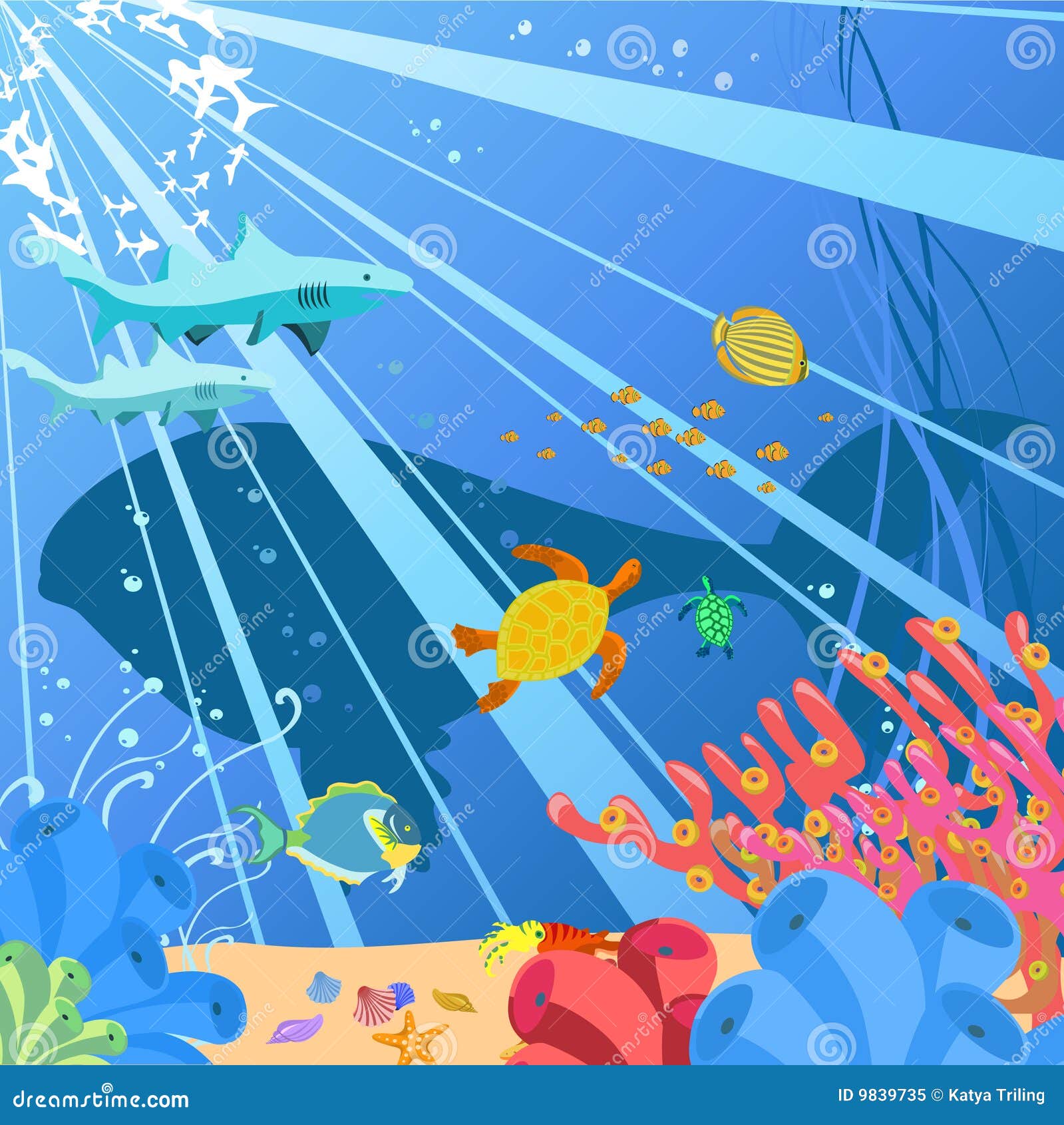 Oceano ilustração do vetor. Ilustração de fresco, estilo - 9839735