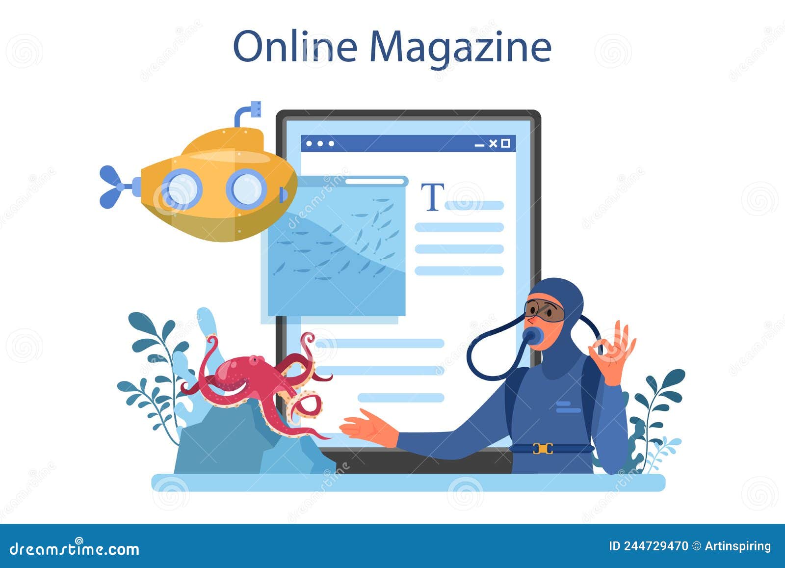 Oceanographer Online Service or Platform. Oceanology Scientist Stock ...