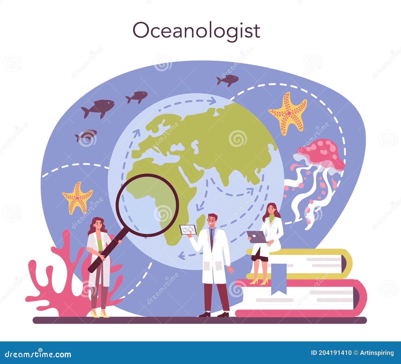 Oceanologist Concept. Oceanography Scientist Stock Vector ...