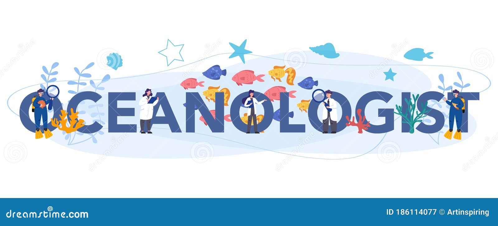 Oceanologist Typographic Header Concept. Oceanography Scientist Stock ...