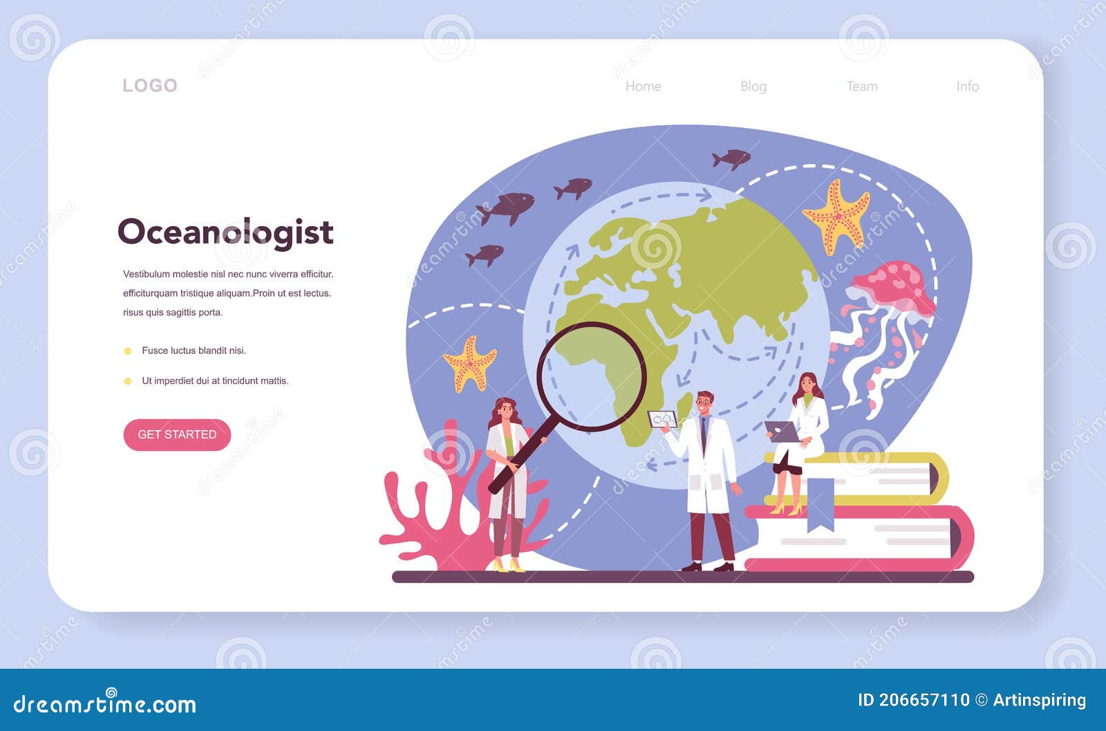 Oceanologist Web Banner or Landing Page. Oceanography Scientist Stock ...