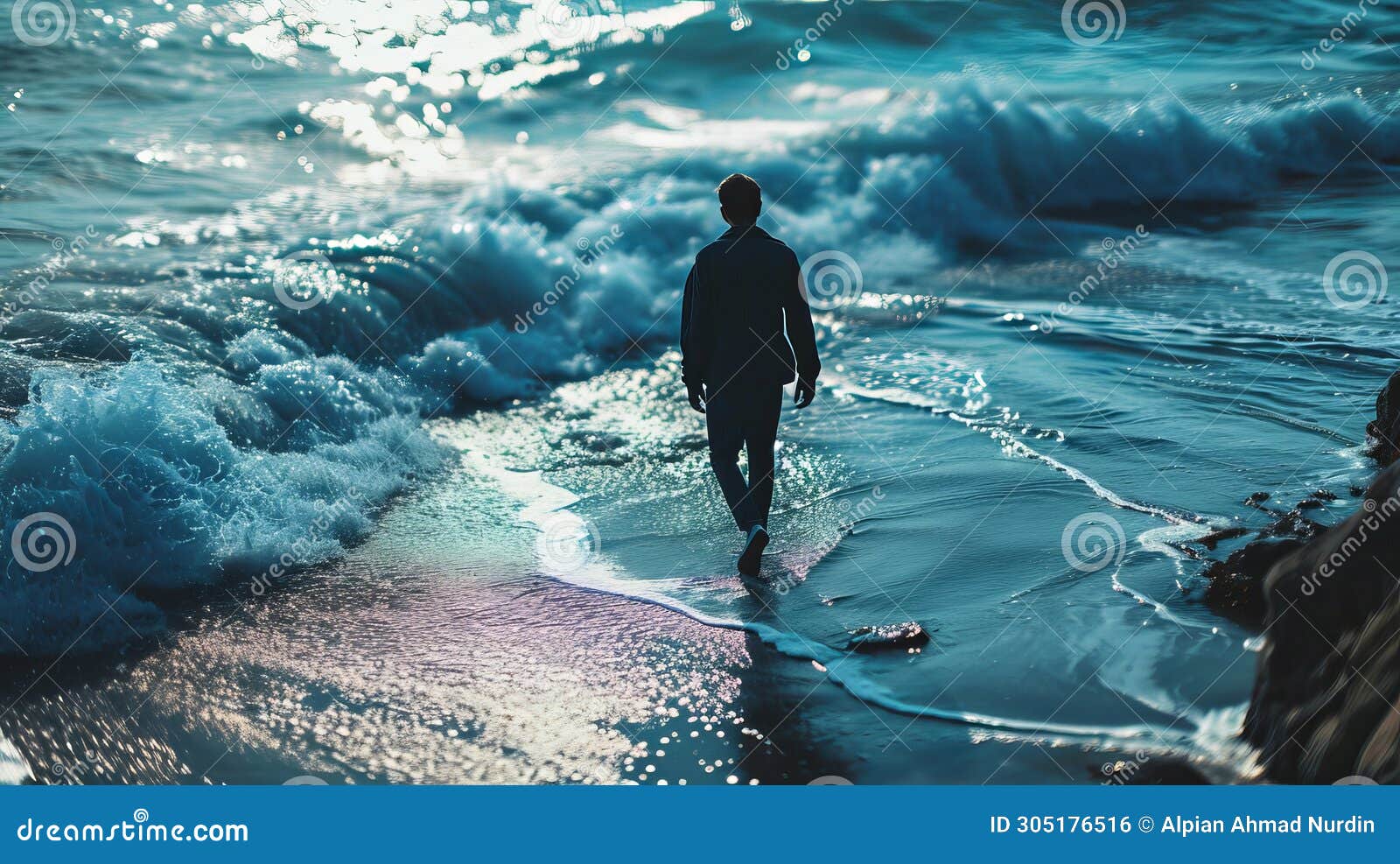 Oceans Dance: a Moment of Solitude and Reflection, Generative Ai Stock ...