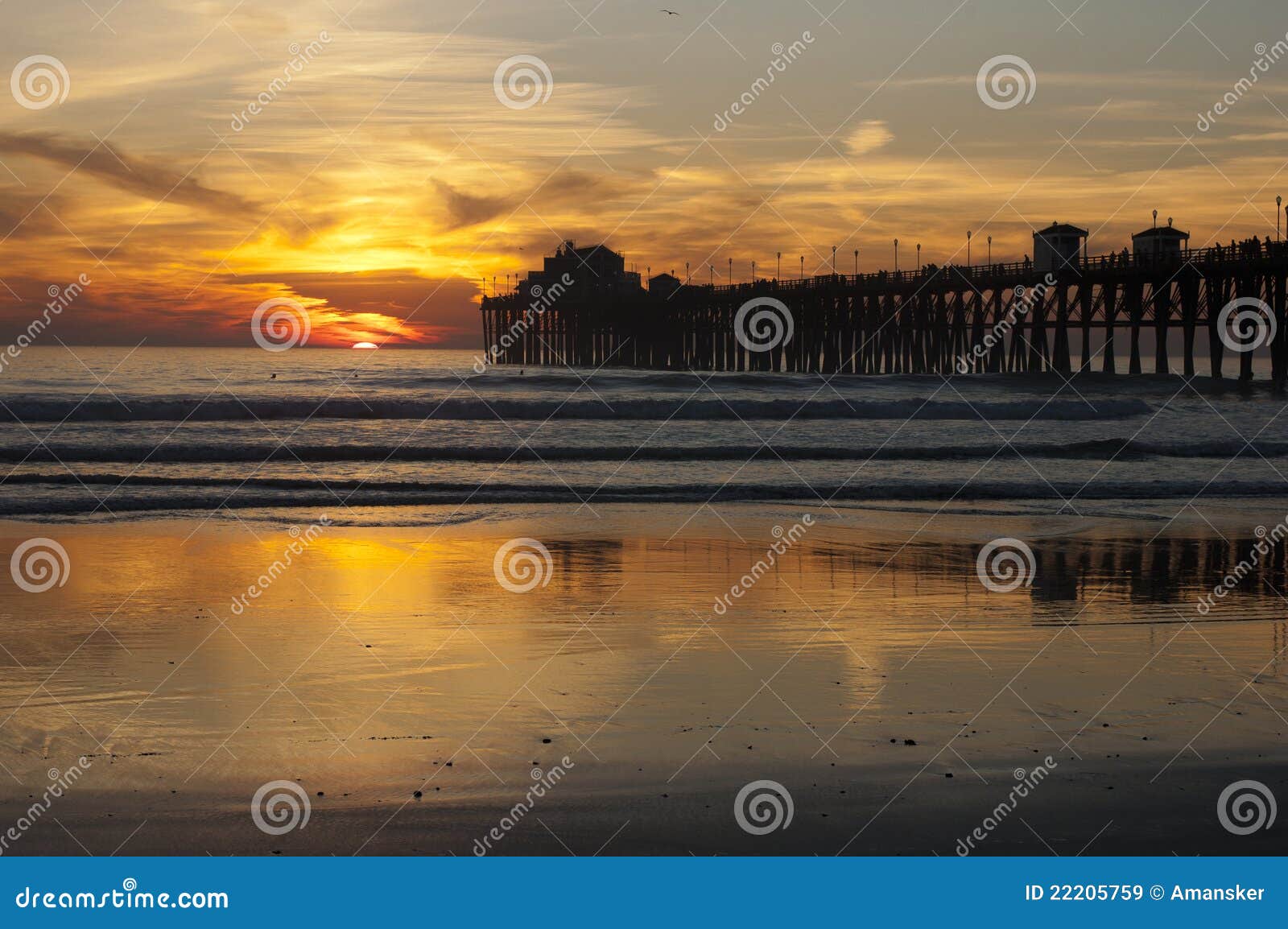 Oceanside, CA pier sunset. stock image. Image of pacific - 22205759