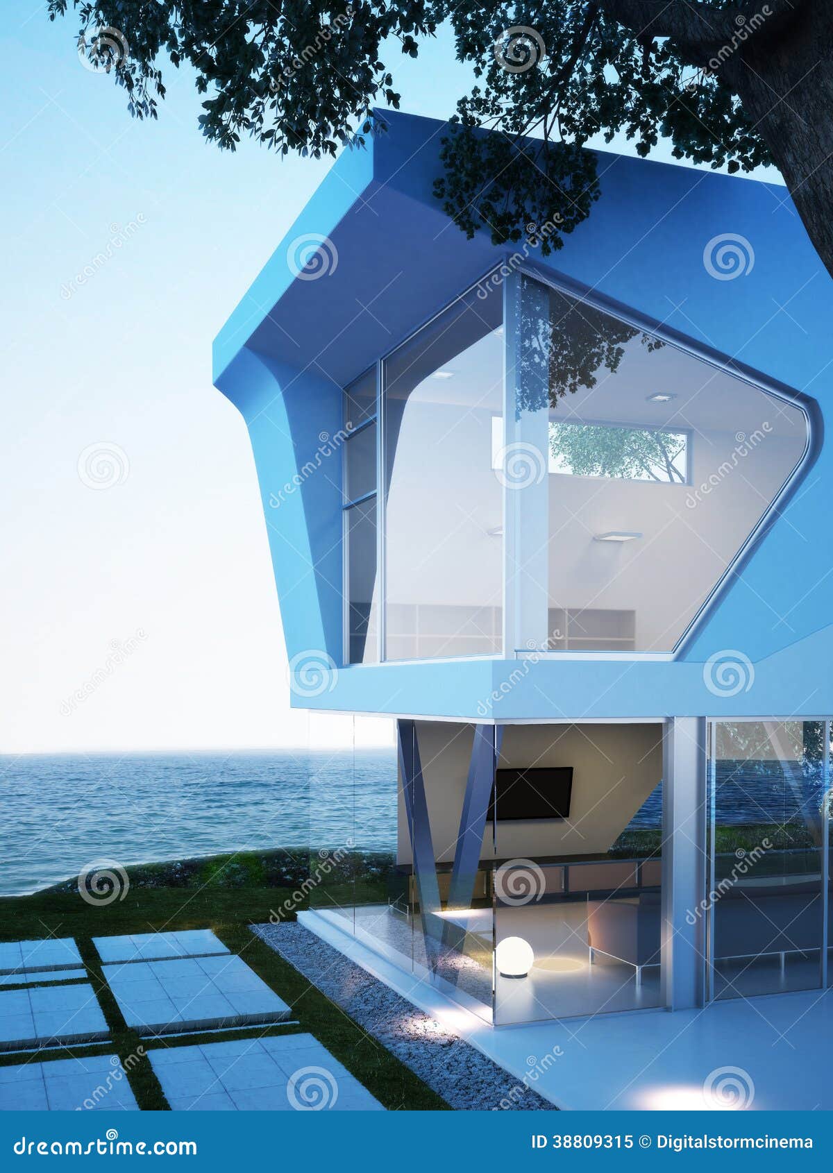 Oceanside Modern Architecture with an Ocean View. Stock Image - Image ...