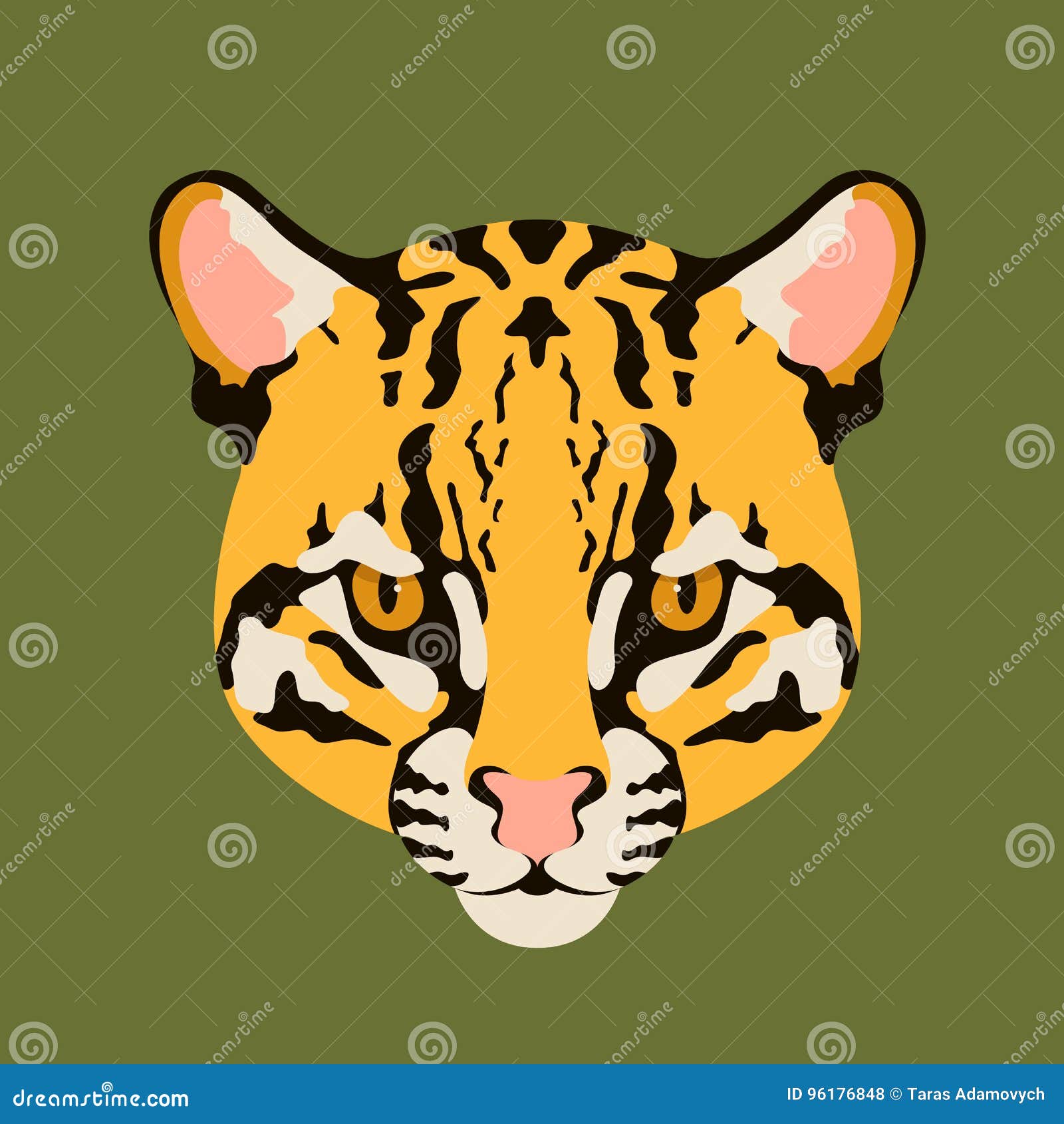 Ocelot Cat Face Vector Illustration Style Flat Stock Vector ...